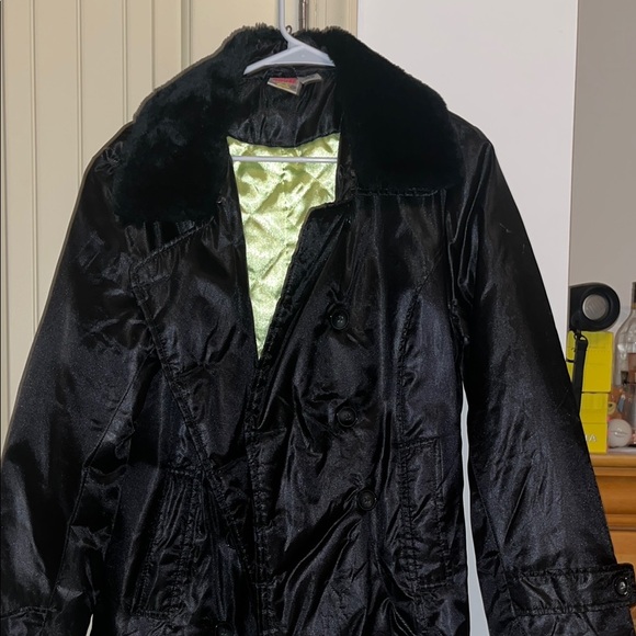 clock house | Jackets & Coats | Black Trench Coat With Shiny Finish And ...